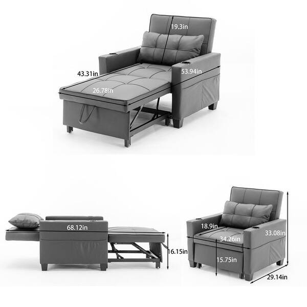 Futon Chair Bed Convertible 3-in-1 Sleeper with USB Ports - Bed Bath ...