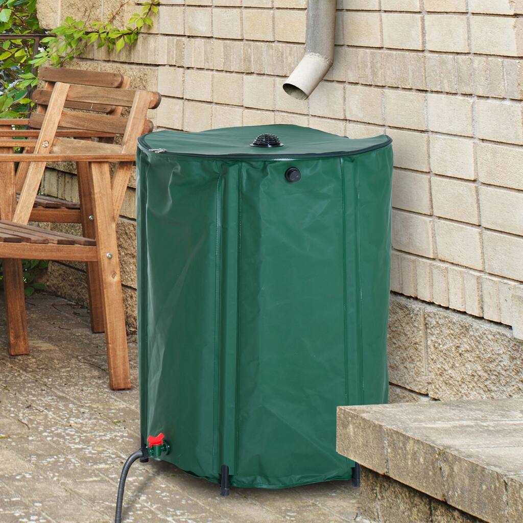 Outsunny 105 Gallon Rainwater Harvesting System Collection Tank with ...