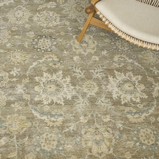 EXQUISITE RUGS Heirloom Hand-knotted New Zealand Wool Beige/Camel Area ...