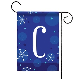 Blue White Christmas Snowflakes Monogram C Outdoor Flag 18"x12.5" - Bed ...