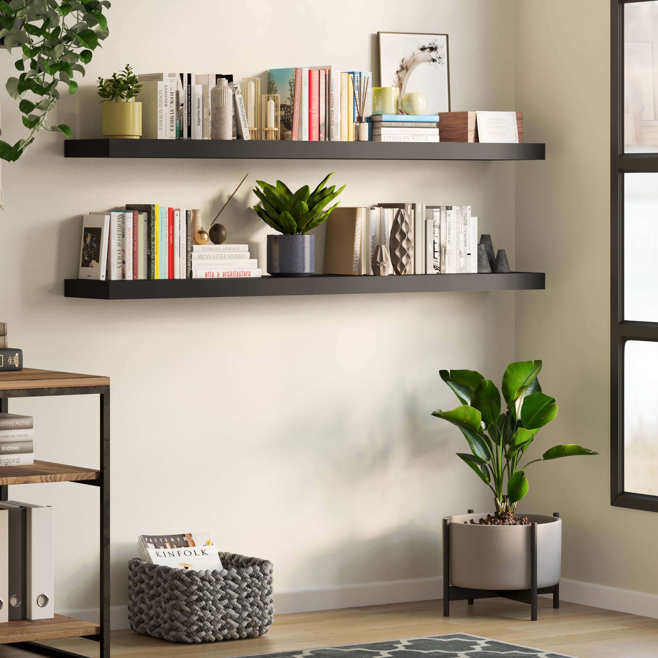 Black floating shelf 60 inch store