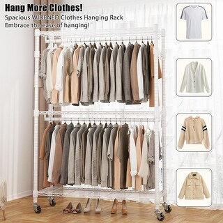 Double Rod Clothes Garment Rack, Heavy Duty Clothing Rolling Rack on ...