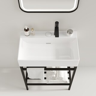 24'' Bathroom Sink without Cabinet,Ceramic Basin - Bed Bath & Beyond ...