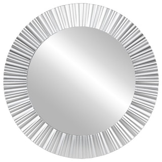 Contemporary Fluted Round Wall Mirror - 20" - Silver Finish - Bed Bath ...