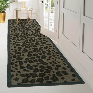 Designer Multi Size Beige Hand Tufted Modern Animal Print Wool Rug in ...