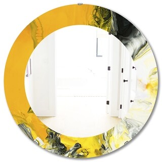 Designart 'Geometric Cream Block I' Printed Modern WallMirror ...