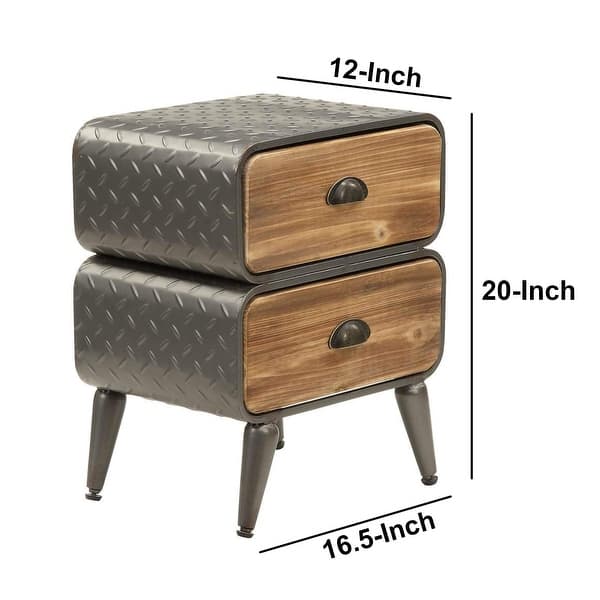Stacked Design 2 Drawer Metal Frame Accent Storage Chest with Splayed ...