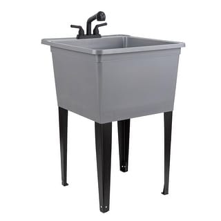 Tehila Standard Freestanding Grey Laundry/Utility Sink, Black Finish ...