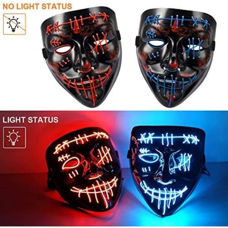 Halloween Purge Masks Halloween Scary Mask Led Light Up Masks for ...
