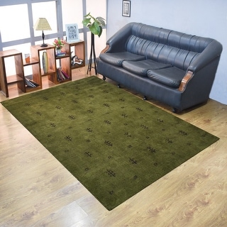 Hand Knotted Loom Silk Mix Area Rug Contemporary Green Brown LSM501 - 6 ...