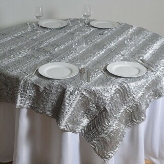 Satin Raised Waves Table Overlay Unique Wedding 72" x 72" Silver - Bed ...