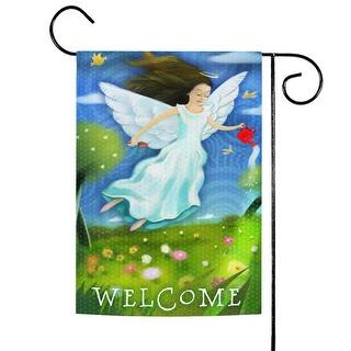 Green and White Blessed Garden Angel Outdoor Garden Flag 18" x 12.5 ...