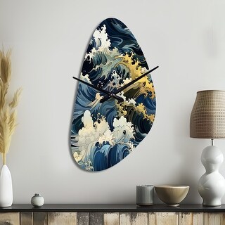 Designart - Hokusai Japanese Waves Pattern - Coastal Large Wall Clock ...