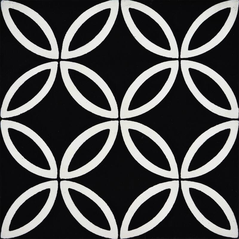 Handmade Amlo Black, White Outline Tile, Pack of 12 (Morocco ...