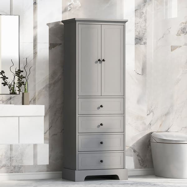 Grey Storage Cabinet with Doors and Drawers for Bathroom, Office ...
