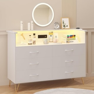 Dresser with LED Light for Bedroom 6 Drawer - Bed Bath & Beyond - 40136985