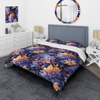 Designart "Mystic Purple Damask Whispers I" Purple Damask bed cover set ...
