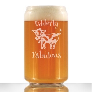 Udderly Fabulous - Beer Can Pint Glass - Funny Cow Gifts & Decor - 16 ...