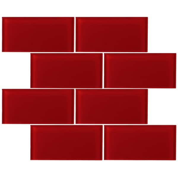 TileGen. 3" x 6" Glass Subway Tile in Red Wall Tile (80 tiles/10sqft ...