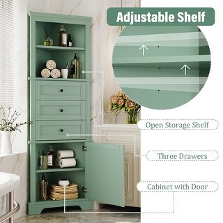Linen Tower Storage Cabinet Side Cabinet Triangle Cabinet, Green - Bed ...