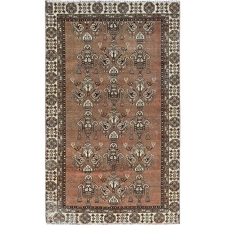 Shahbanu Rugs Mocha Mousse Brown Evenly Worn Pure Wool Vintage Persian ...