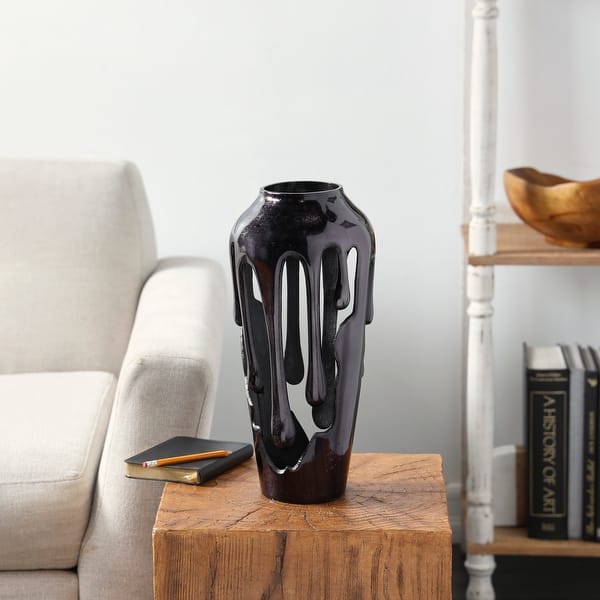 Aluminum Metal Drip Vase with Melting Designed Body - Black, Gold ...