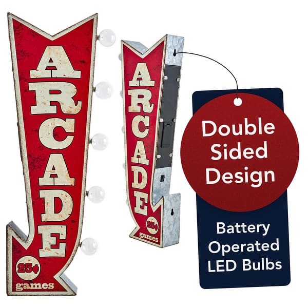American Art Decor Arcade Games Metal Arrow Vintage Marquee Game Room ...