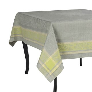 French Home Linen 71" x 71" Arboretum Tablecloth - Grey and Chartreuse ...