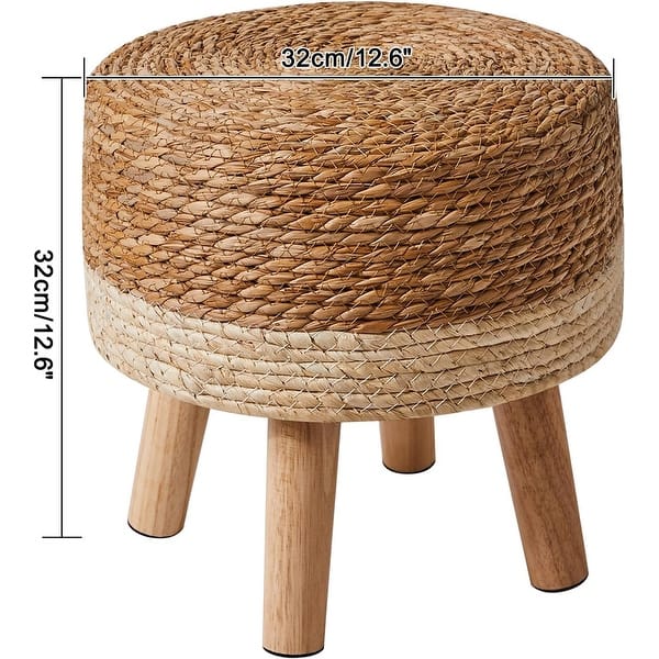 Foot Stool Natural Seagrass Hand Weave - White+natural - Bed Bath ...