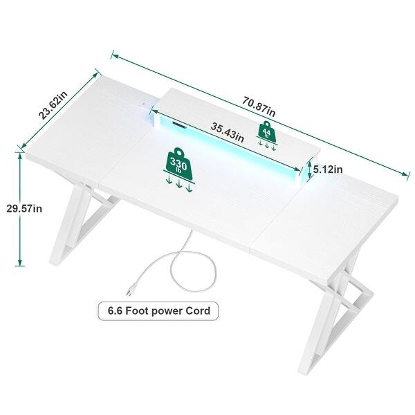 X Frame Computer Gaming Desk Ergonomic Monitor Stand 2 AC 2 USB Ports ...