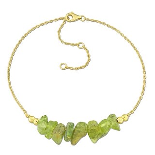 Miadora 1 1/5ct TGW Peridot Bead Chain Bracelet in Yellow Silver-725+2 ...