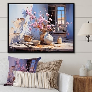 Designart "Fuschia Bouquet Farmhouse Still Life I" Fuschia Framed Wall ...