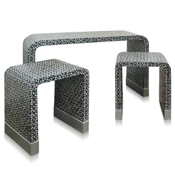 Nested Waterfall Tables - Set of 3 - Mother of Pearl Mosaic - Bed Bath ...