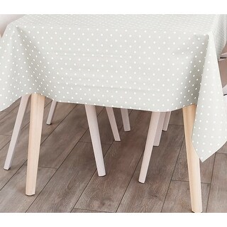 70"x52" White PEVA Vinyl Polka Dots Tablecloth With Flannel Backing ...