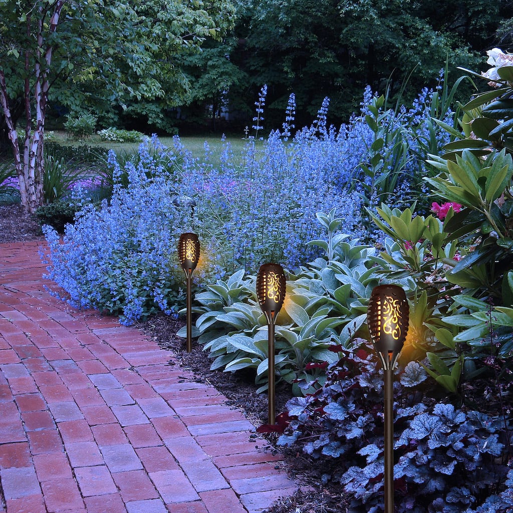 Alpine Corporation 20" Tall Outdoor Solar Powered Pathway LED Torch ...