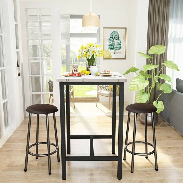 Square Marble Bar Table and Stools Set for 2 - Bed Bath & Beyond - 39057692