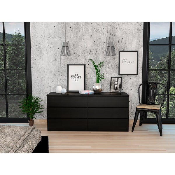 Minimalist Style 6-Drawer Rectangle Dresser for Bedroom, Superior Top ...