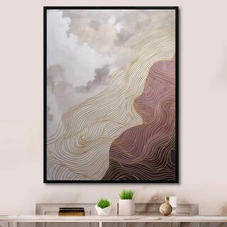 Designart "Gold And Grey Line Art In Motion Iv" Minimalism Line Art ...