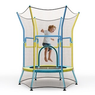 Gymax Kids Mini Trampoline w/ 59'' Higher Enclosure Net Seamless - Bed ...