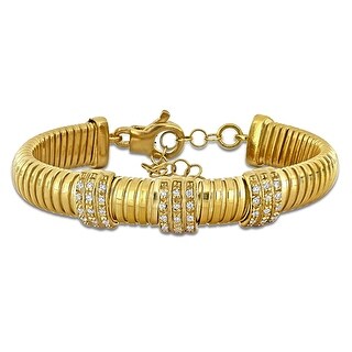 Miadora 1 1/2ct TGW Cubic Zirconia Omega Style Triple Row Bracelet in ...