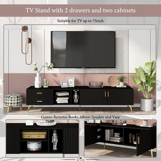 TV Stand Storage Cabinets with 5 Champagne Legs for TV Up to 75 ...