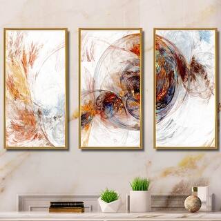 Designart "Colored Smoke Brown" Abstract Framed Art Set of 3 - 4 Colors ...