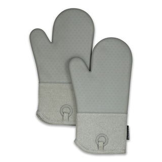 Grey Heat Resistant Thick Soft Quilted Lining Kitchen Oven Glove Mitts ...