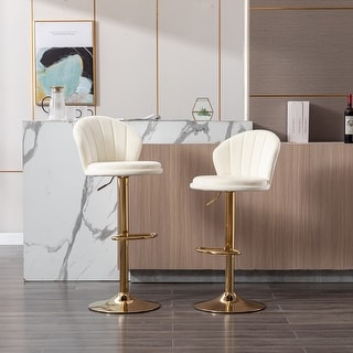 Set of 2 Bar Stools,with Chrome Footrest,Base Swivel Height Adjustable ...