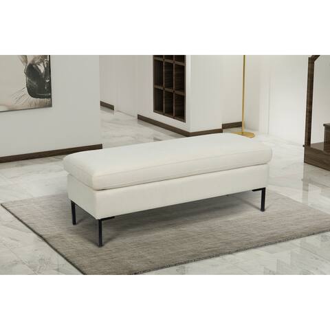 GZMR Beige Saddle Polyester Upholstered Metal Leg Modern Bench ...