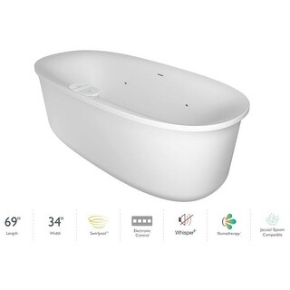 Jacuzzi Arga 69" Free Standing Acrylic Swirlpool Experience Tub with ...