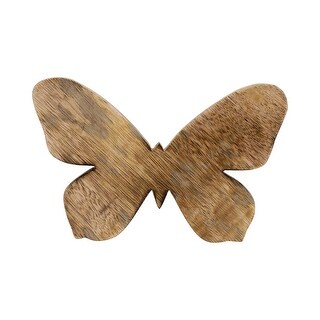 9" Wooden Butterfly Decor Contemporary Rustic Brown Butterfly Statue ...