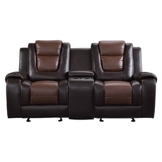 Grete 2-Tone Dark Brown Premium Faux Leather Reclining Love Seat - Bed ...