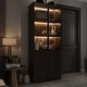 Modular Wood Finish Display Cabinet LED Light Kitchen Living Storage ...