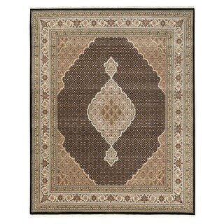 Hand Knotted Black Fine Oriental with Wool & Silk Oriental Rug (8' x 10 ...